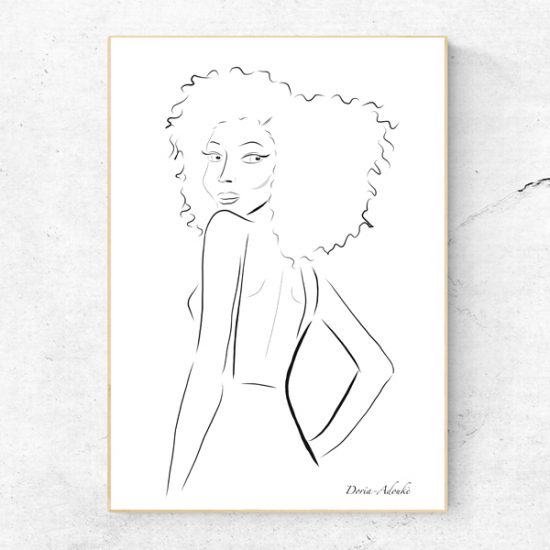 Afro Asian Girl Art Print - Doria Adoukè